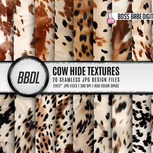 20 Cowhide Digital Paper Textures, Seamless Cow Leather Textures ...