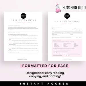 Hair Extension Forms, Editable Hair Consent Templates, Hair Extensions ...