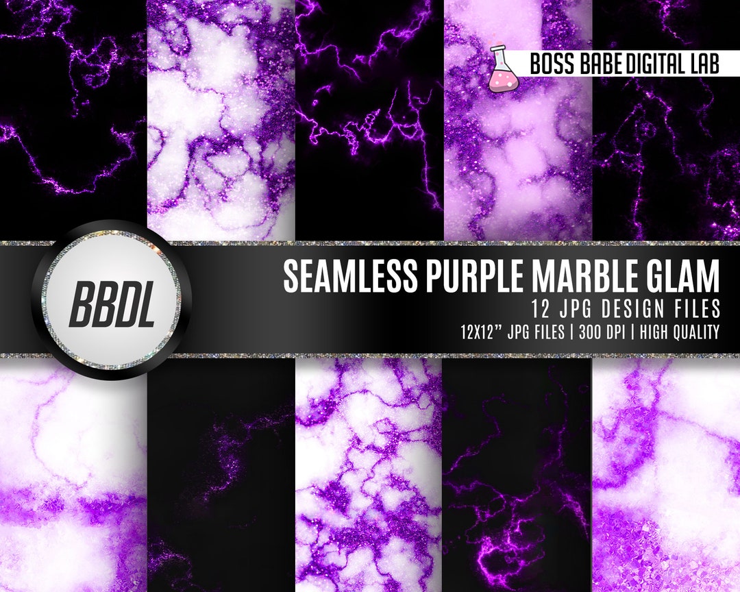 Seamless Purple Glam Marble Digital Paper, Purple Marble Paper, Marble ...