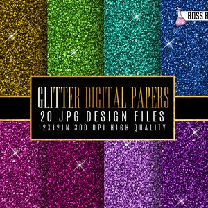 20 Glitter Digital Papers, 12 X 12, 300 Dpi High Quality Jpgs, Instant ...