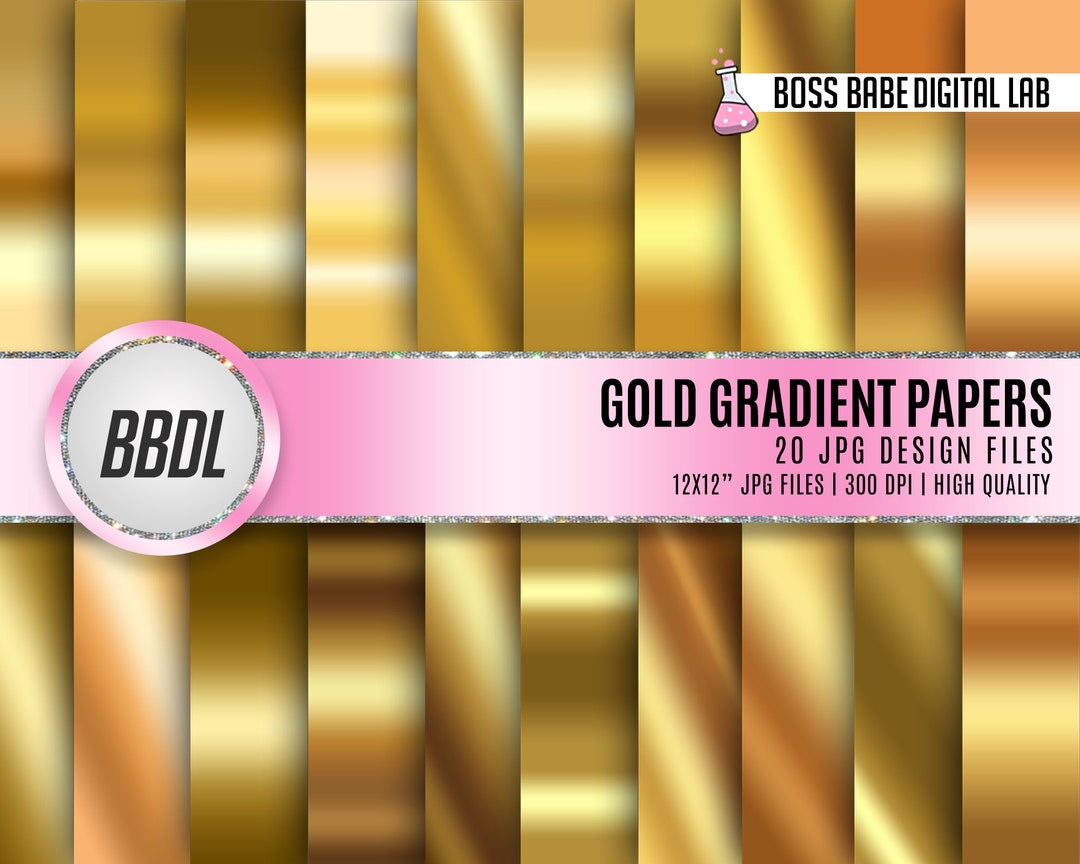 Gold Gradients Digital Paper, Paper in Ombre Gold, Foil Digital Paper ...
