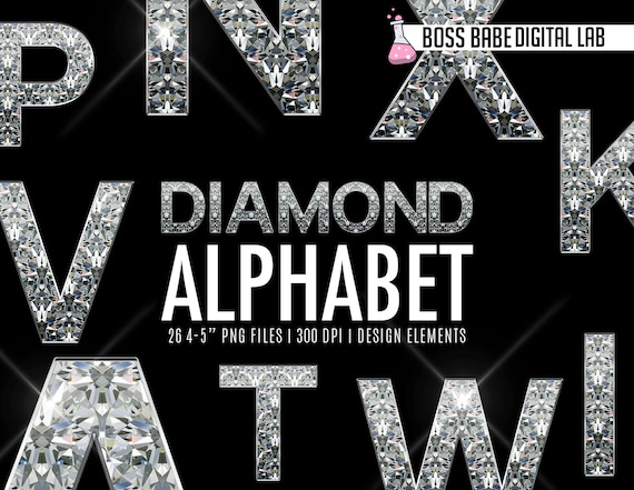 Diamond Alphabet Clipart Diamond Alphabet design elements | Etsy