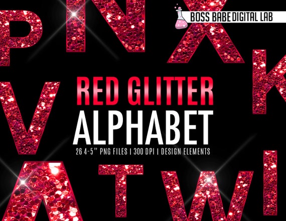Red Glitter Alphabet Clipart Red Glitter Alphabet Design - Etsy