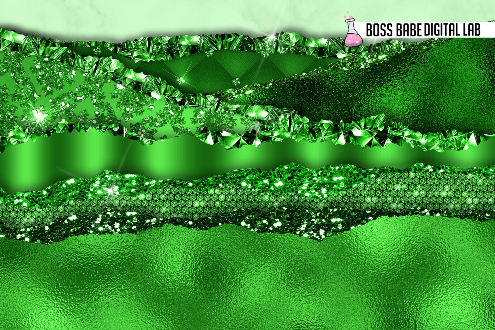 Glam Green St. Patricks Tears Clipart, Glitter Green Tear Borders ...