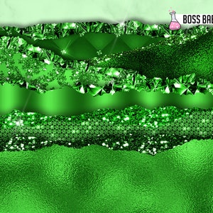 Glam Green St. Patricks Tears Clipart, Glitter Green Tear Borders ...