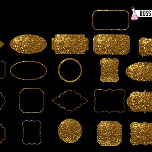 Gold Glitter Frame Clipart, Gold Glitter Design Elements, Gold Glitter ...