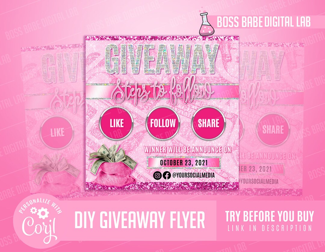 DIY Giveaway Flyer, Do It Yourself Giveaway Flyer, Editable Give Away ...