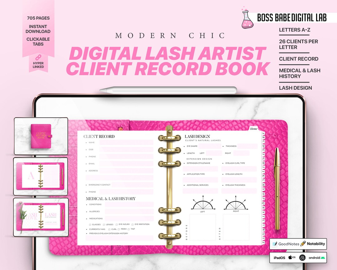 Digital Lash Tech Client Record Book, Easy Client Records Book, Lash ...