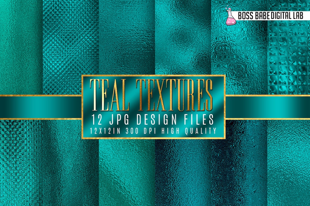 Teal Metallic Foil Textures, Teal Foil Digital Paper, Teal Foil, Teal ...
