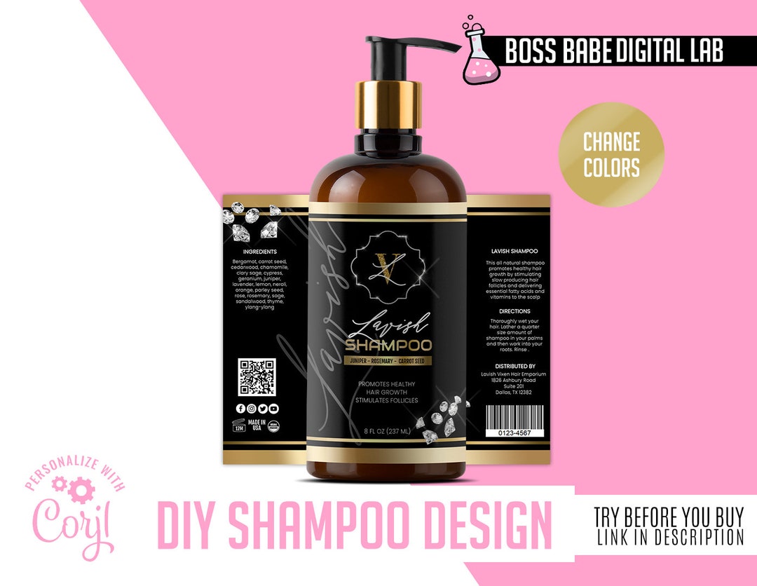 Shampoo Label Design, Do It Yourself Shampoo Label Design, DIY Shampoo ...