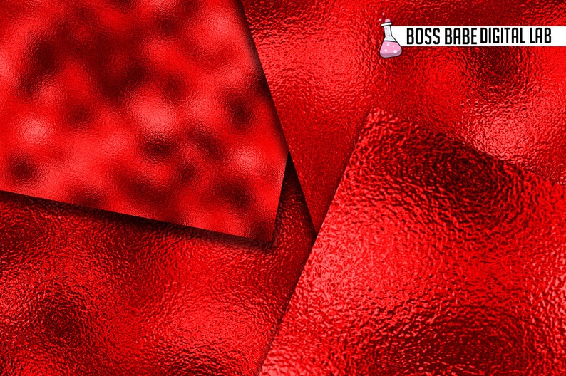 Red Foil Textures, Foil Digital Paper, Red Foil, Red Foil Digital ...