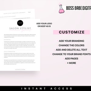 Salon Employee Commission Agreement Template for Stylists, Editable ...