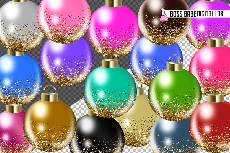 Gold Glitter Christmas Ornament Clipart: christmas - Etsy