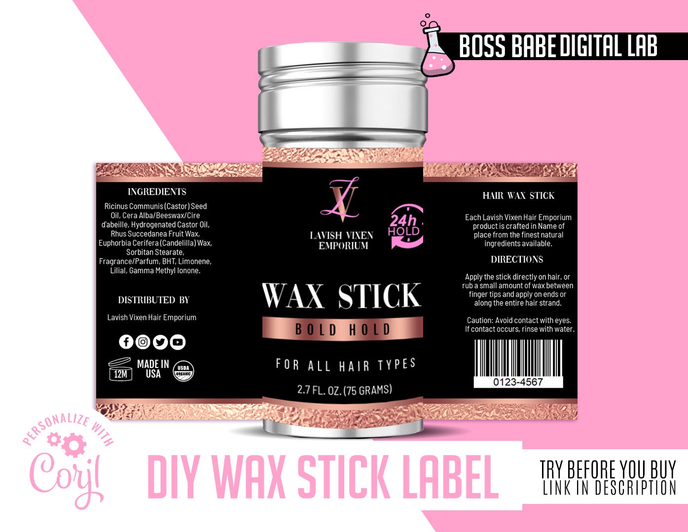 DIY Wax Stick Labels Do It Yourself Hair Wax Stick Sticker | Etsy
