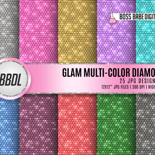 Seamless Tufted Diamond Papers Multi Color Glam Digital | Etsy