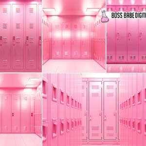 Back to School Pink Locker Digital Paper, Back to School Clipart, Back ...