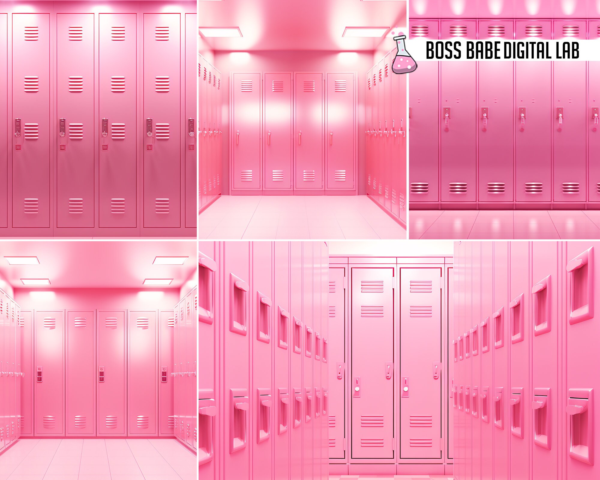 Back to School Pink Locker Digital Paper, Back to School Clipart, Back ...