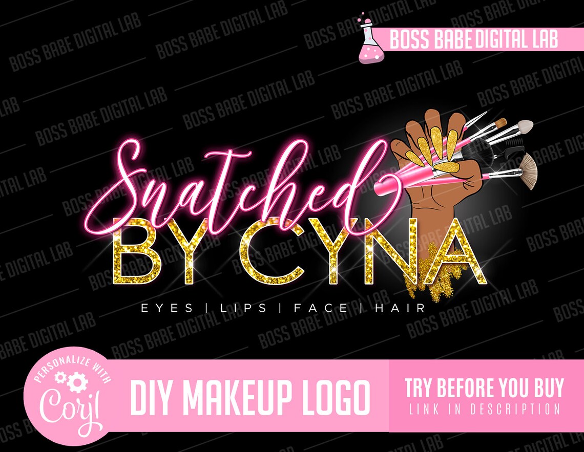 DIY Edit Yourself Makeup Logo Hair Logo Cosmetics Logo Design | Etsy