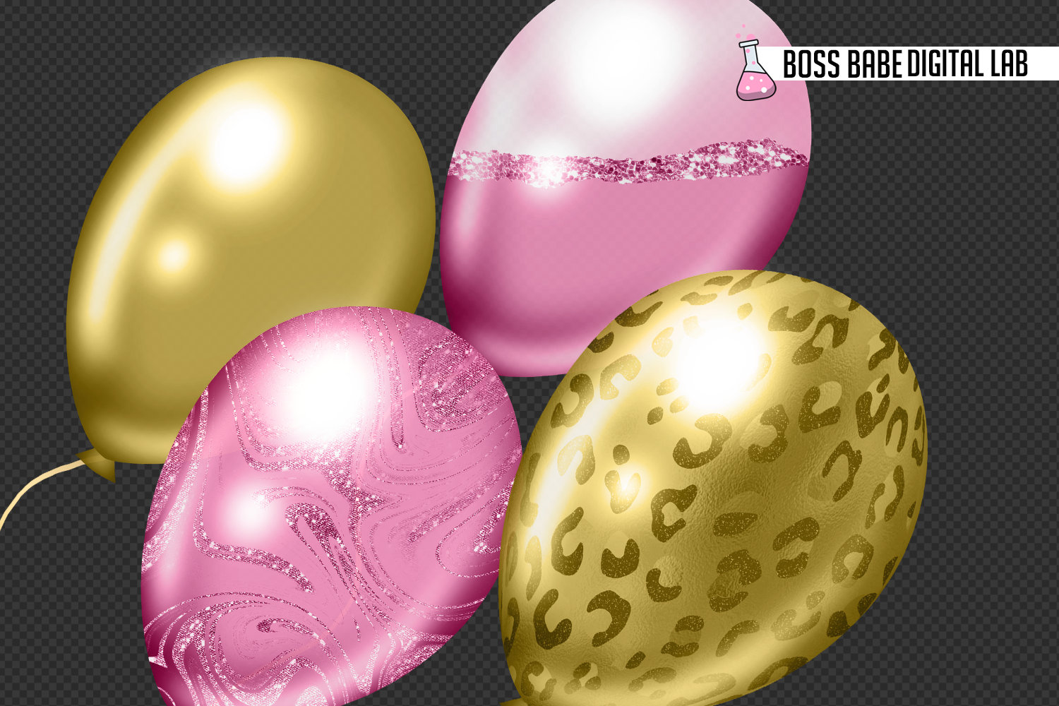 Pink and Gold Balloon Clipart Clipart: balloon - Etsy