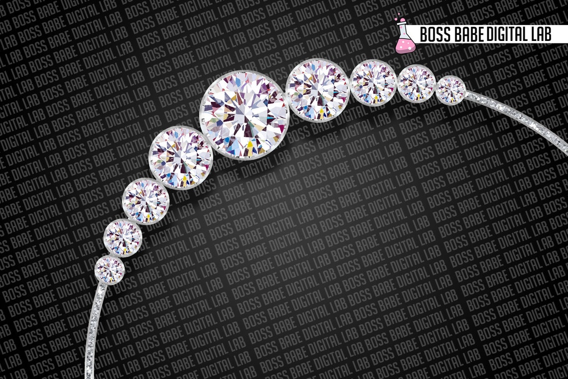 Glam Diamond Circle Frame Clipart, Diamond Design Elements, Diamond ...