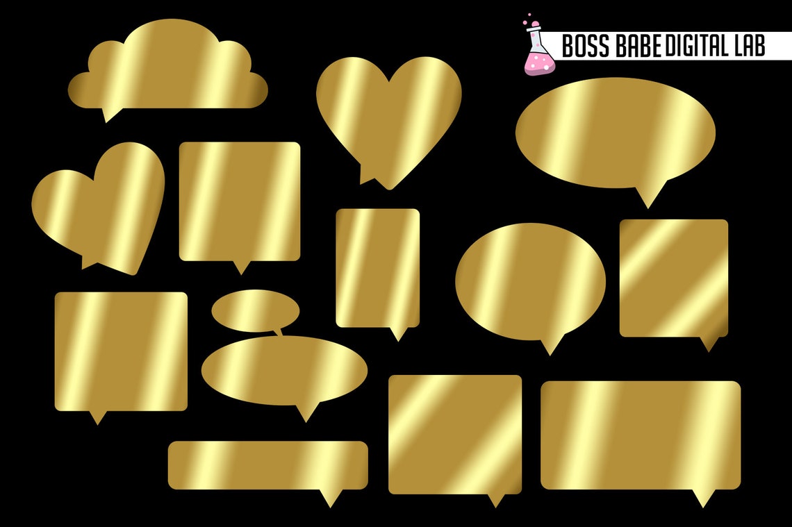 Glam Speech Bubbles Clipart Gold Speech Bubble Design - Etsy