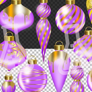 Glam Purple and Gold Christmas Ornament Clipart: Christmas Clipart ...