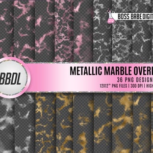 Metallic Marble Overlays Digital Paper, Marble Overlays, Marble Paper ...