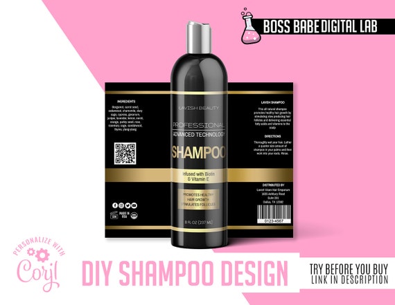 Shampoo Label Design Do It Yourself Shampoo Label Design DIY | Etsy