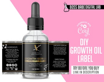 Hair Growth Oil Label Design Do It Yourself Growth Oil Label | Etsy