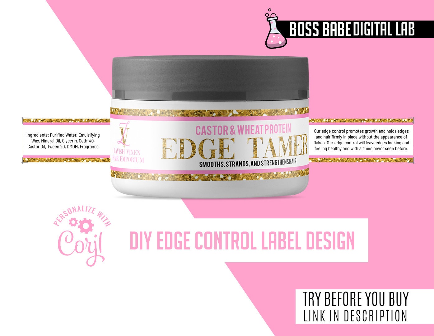 Edge Control Label Design Do It Yourself Edge Control Label - Etsy