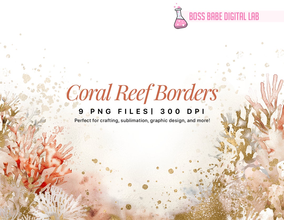 Coral Reef Borders, Ocean Borders, Ocean PNG Graphics, Underwater ...
