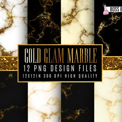 Marble Digital Paper. Black and White and Gold Marble - Etsy