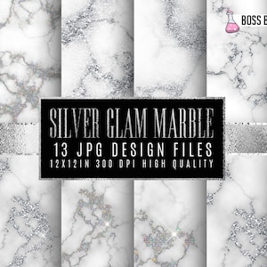 Silver Glam Marble Digital Paper, Silver Marble Paper, Silver Marble ...