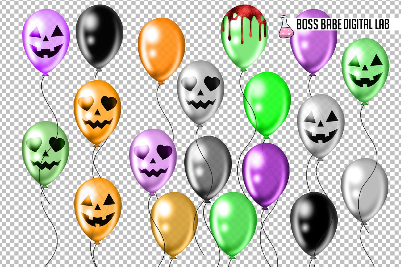 Halloween Balloon Clipart: balloon Clipart - Etsy