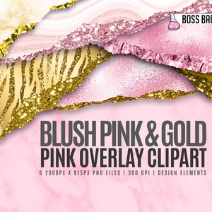 Glam Blush Pink and Gold Tears Clipart, Glitter Blush Pink Tear Borders ...