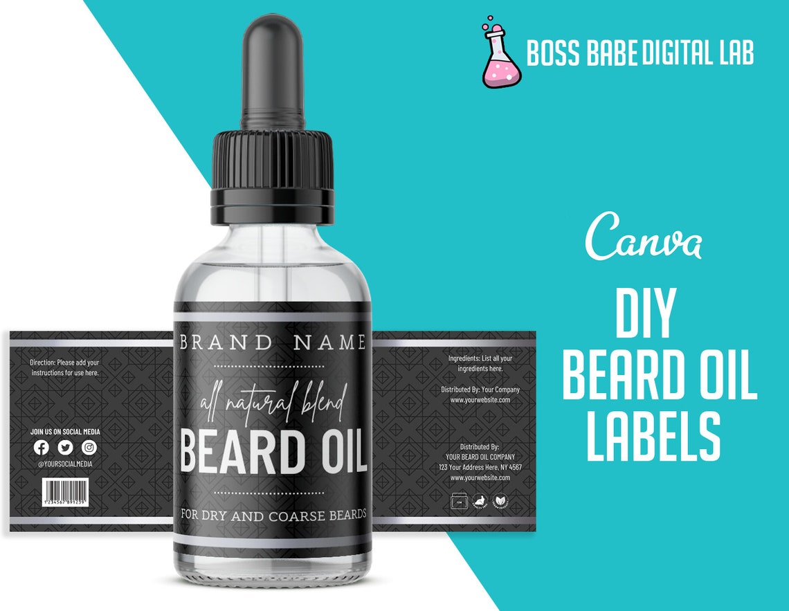 Beard Oil Label Design Do It Yourself Beard Oil Label Design | Etsy