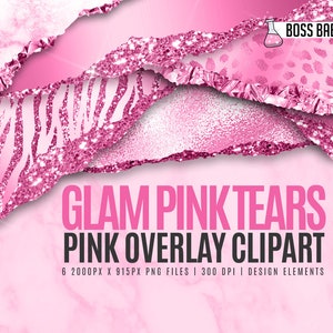 Glam Pink Tears Clipart, Glitter Pink Tear Borders Clipart, Glitter ...