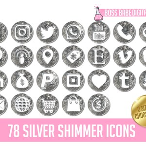Silver Shimmer Icon Kit, Silver Shimme Social Media Icons, Silver ...