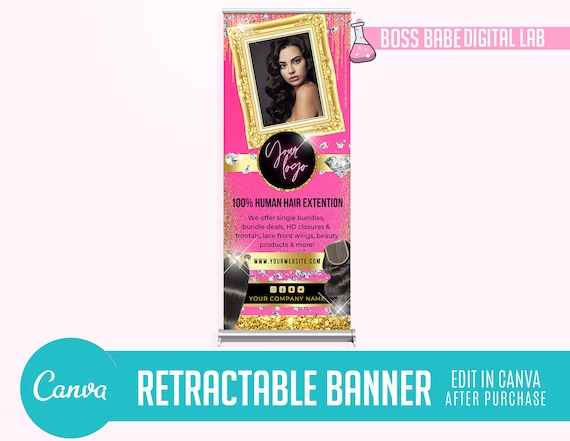 Paper Canva Boutique Retractable Banner Hair Bundles Retractable Banner ...