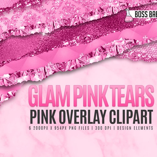 Glam Pink Tears Clipart Glitter Pink Tear Borders Clipart - Etsy