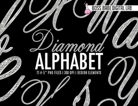 Silver Diamond Alphabet Clipart Silver Diamond Alphabet - Etsy