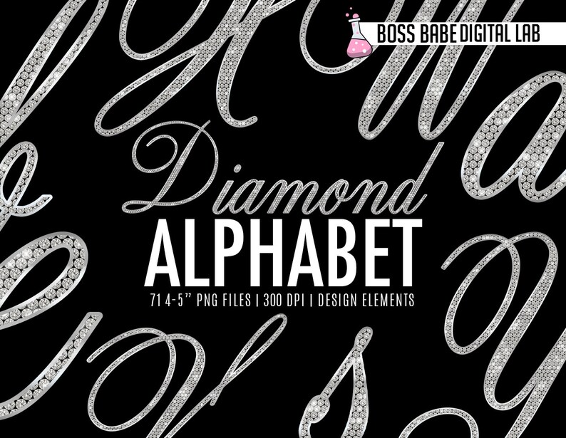 Silver Diamond Alphabet Clipart Silver Diamond Alphabet - Etsy