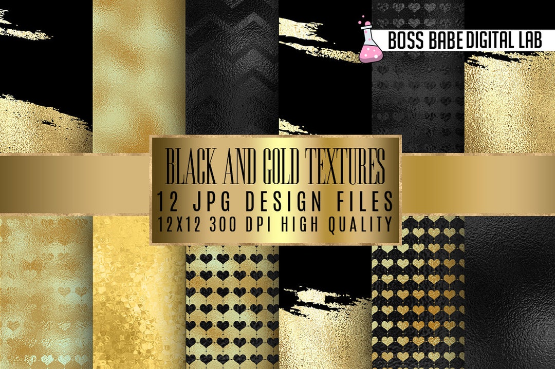 Black and Gold Luxury Textures, Foil Digital Paper, Gold Foil, Gold ...