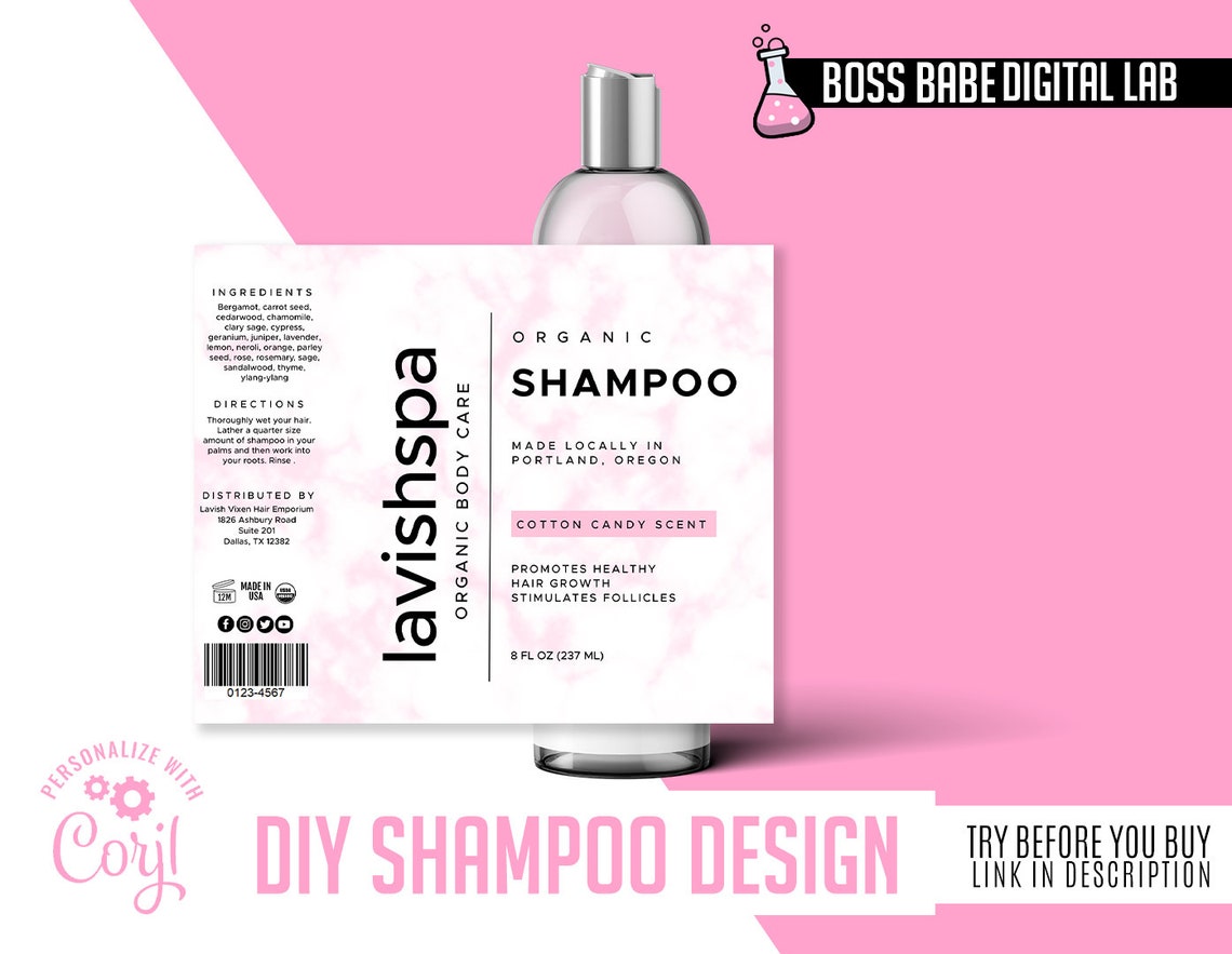 Shampoo Label Design Do It Yourself Shampoo Label Design DIY - Etsy