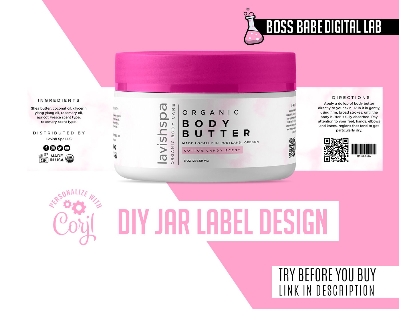 DIY Label Template, Editable Jar Label - 8.5x2", Jar Label, Custom ...