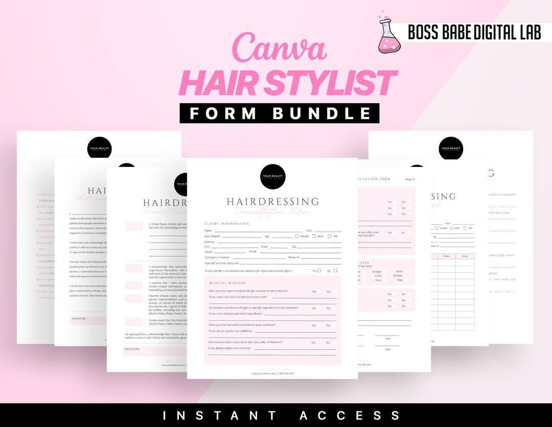 Hair Stylist Forms, Editable Hair Consent Templates, Hair Stylist ...