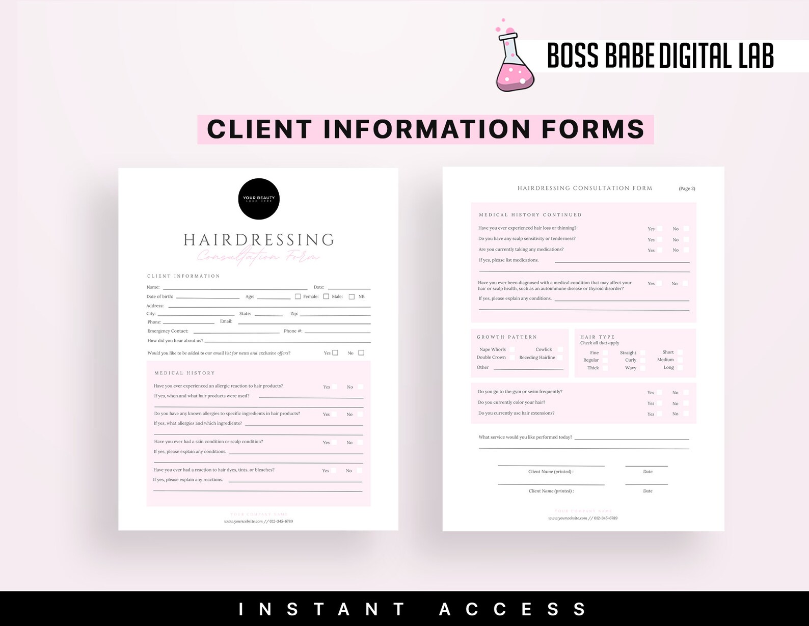 Hair Stylist Forms, Editable Hair Consent Templates, Hair Stylist ...