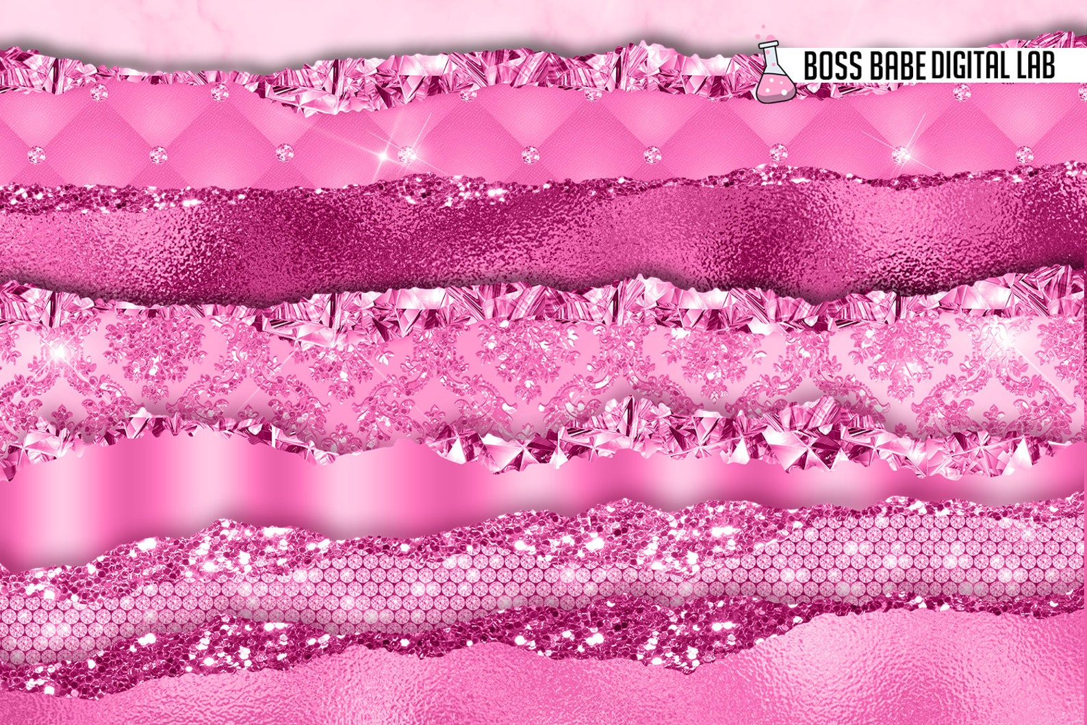 Glam Pink Tears Clipart, Glitter Pink Tear Borders Clipart, Glitter ...
