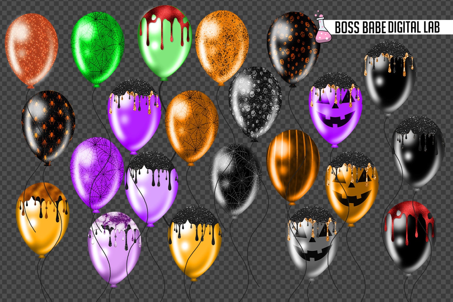 Halloween Balloon Clipart: balloon Clipart | Etsy