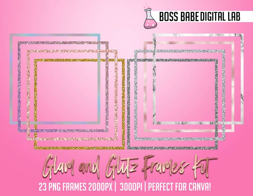 Glam and Glitz Frames, Glitter Frames Clipart, Glitter Clipart - Etsy